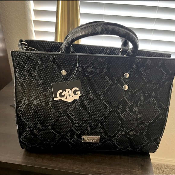 G by Guess | Bags | New Black Snake Print Satchel Purse By Guess Gbg ...